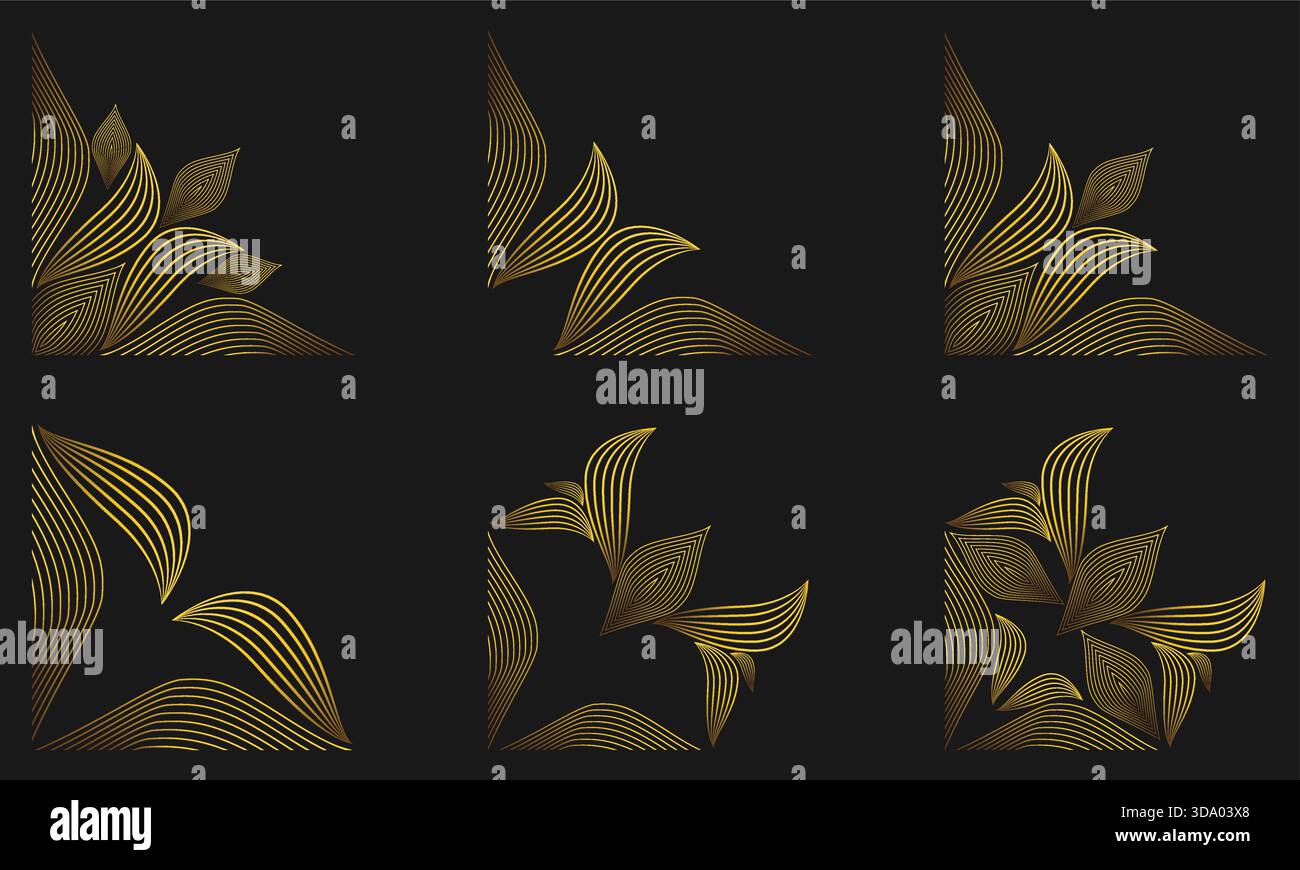 Premium gold line floral Stock Vector Images - Alamy