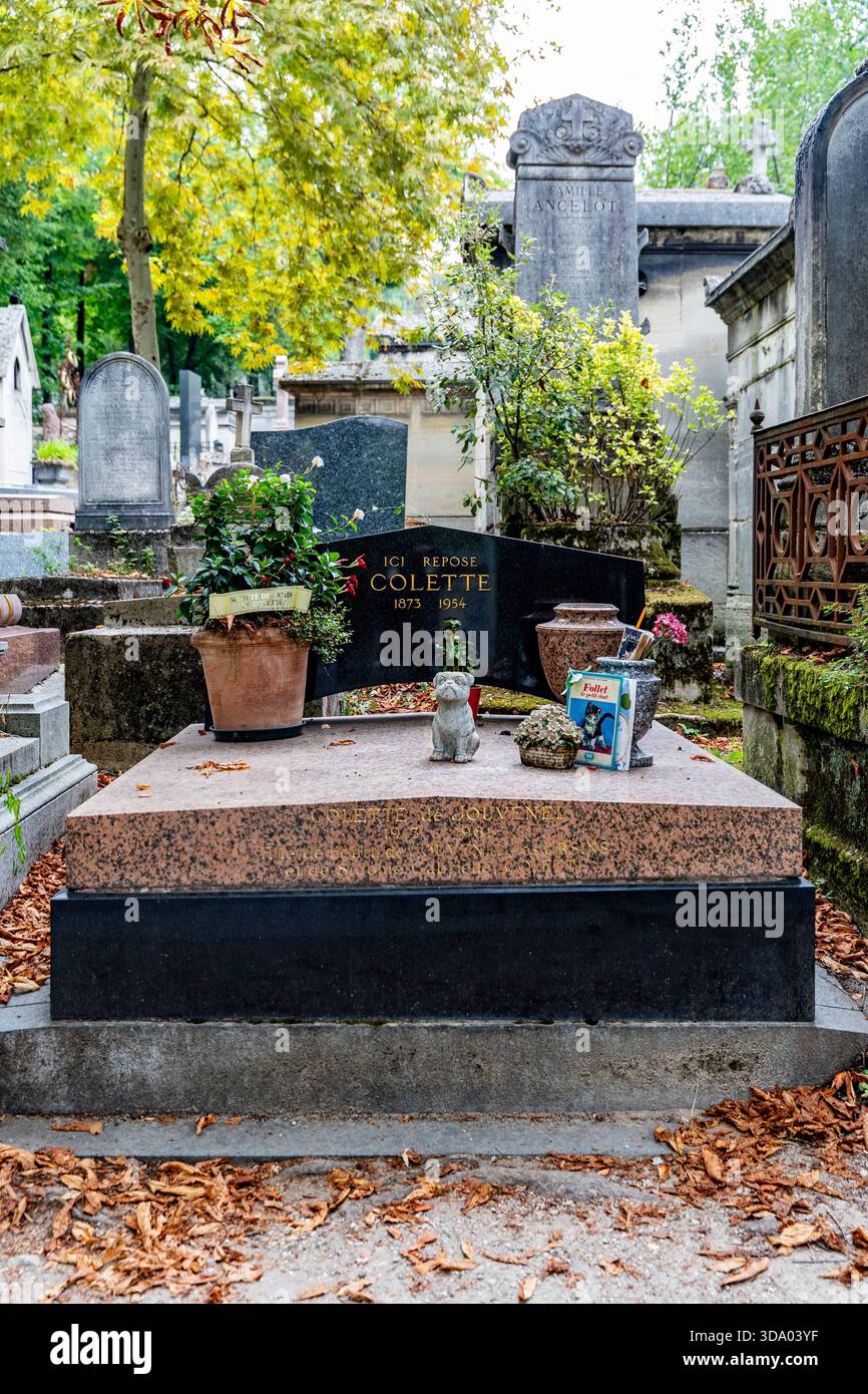 Grave of French writer Colette, pen name of Sidonie-Gabrielle Colette ...