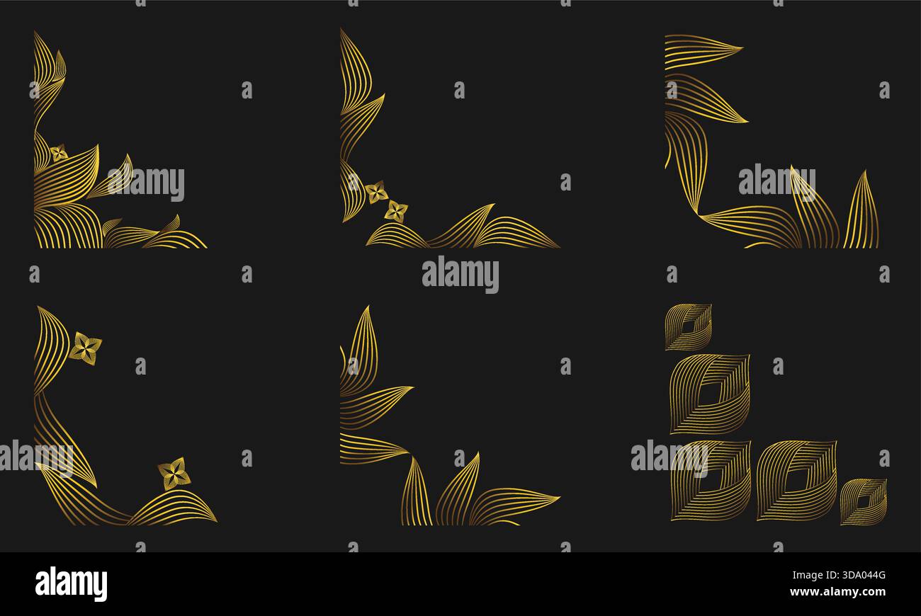 Premium gold line floral Stock Vector Images - Alamy