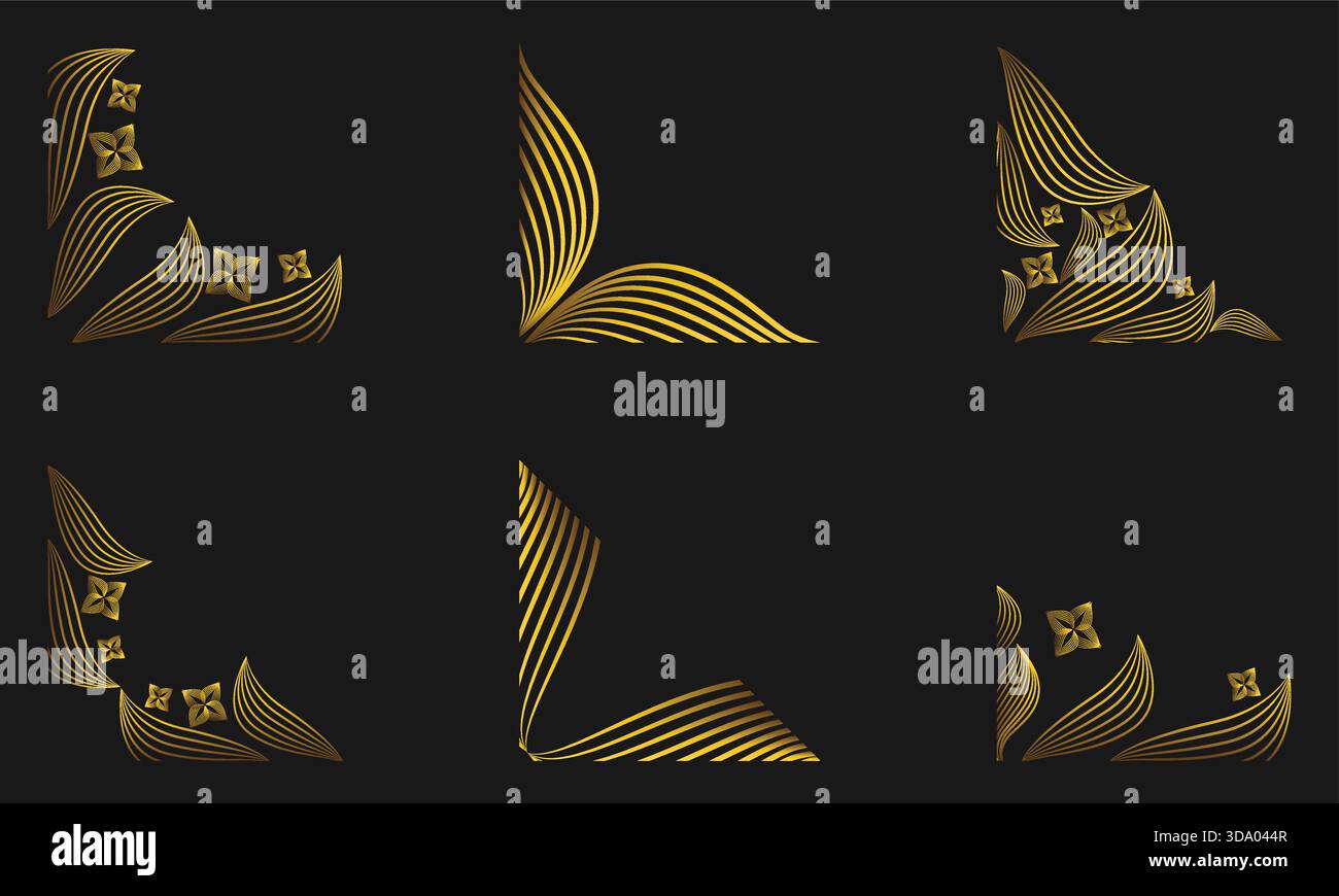 Premium gold line floral Stock Vector Images - Alamy