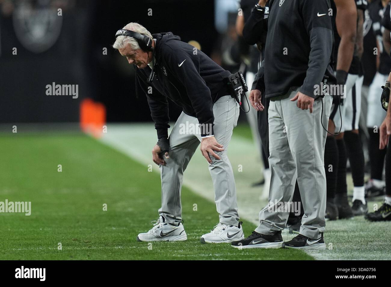 Las Vegas Raiders head coach Pete Carroll reacts on the sideline during ...