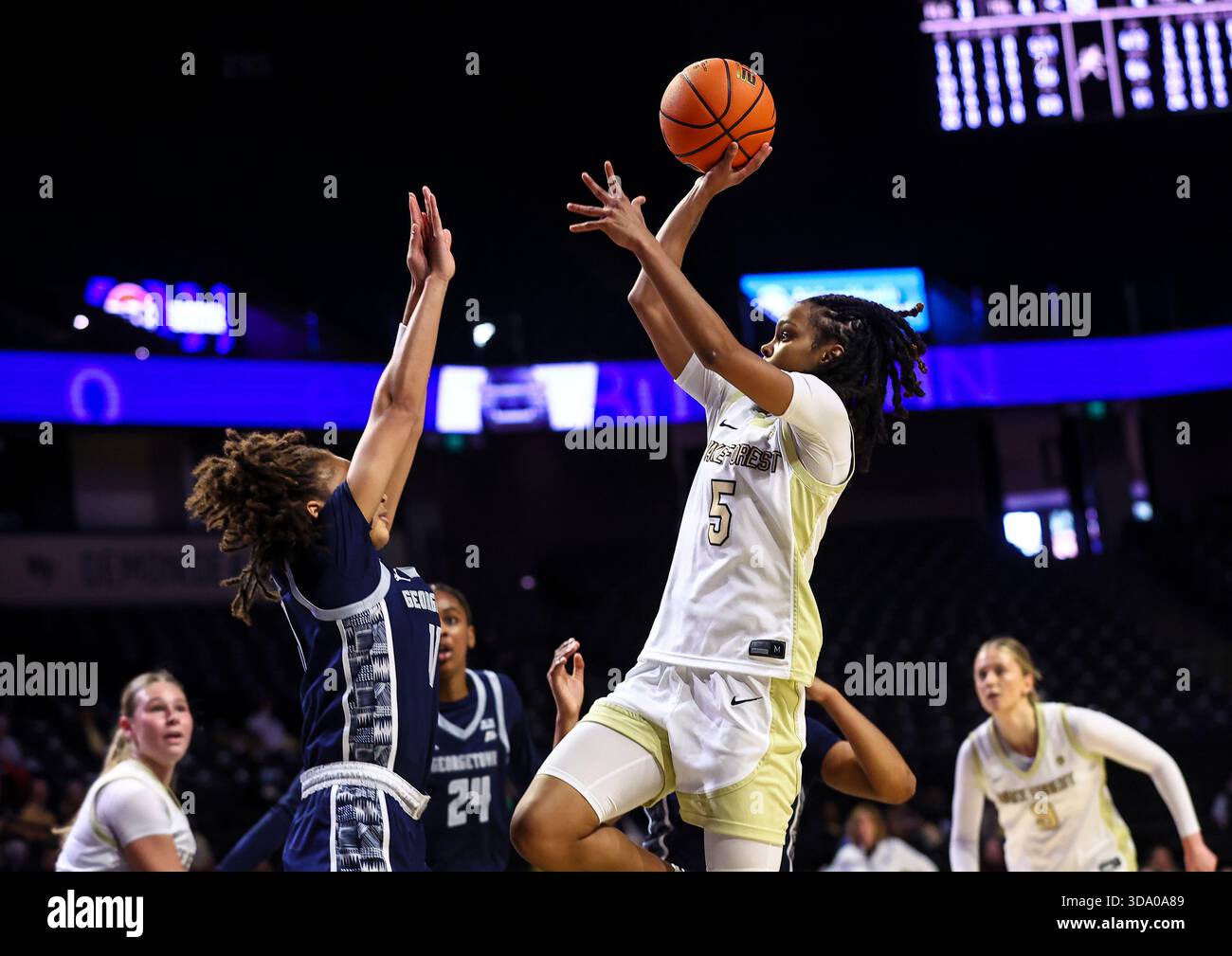 December 7, 2025: Wake Forest Guard Caitlyn Jones (5) shoots over ...