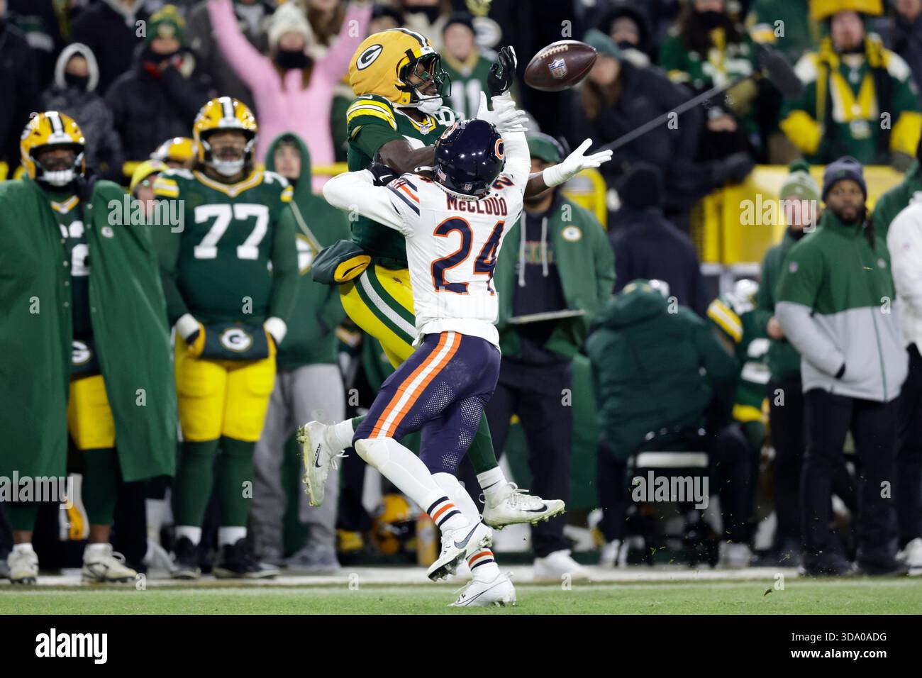 Chicago Bears cornerback Nick McCloud (24) breaks up a pass intended ...
