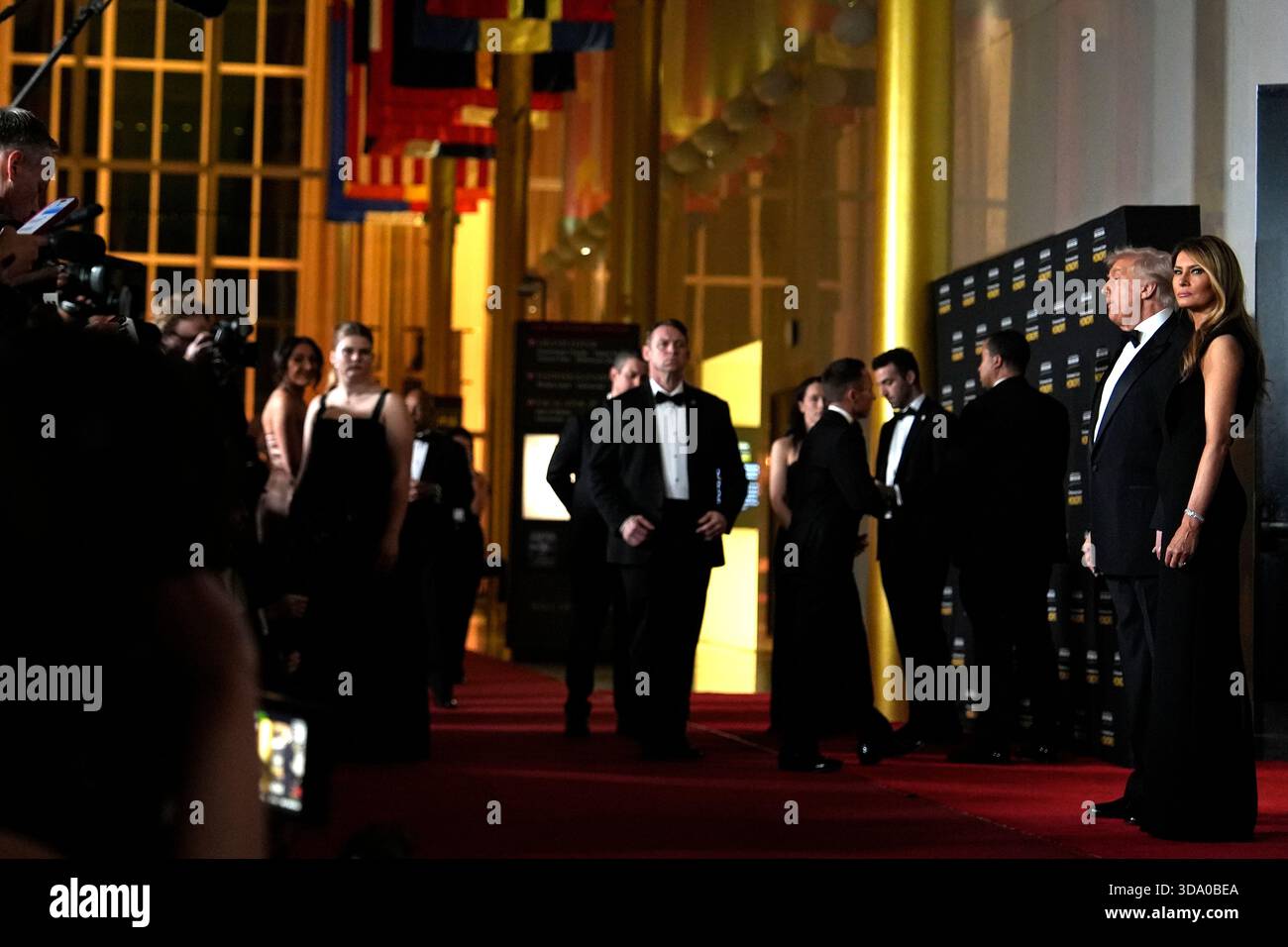 President Donald Trump and first lady Melania Trump, walk the red ...