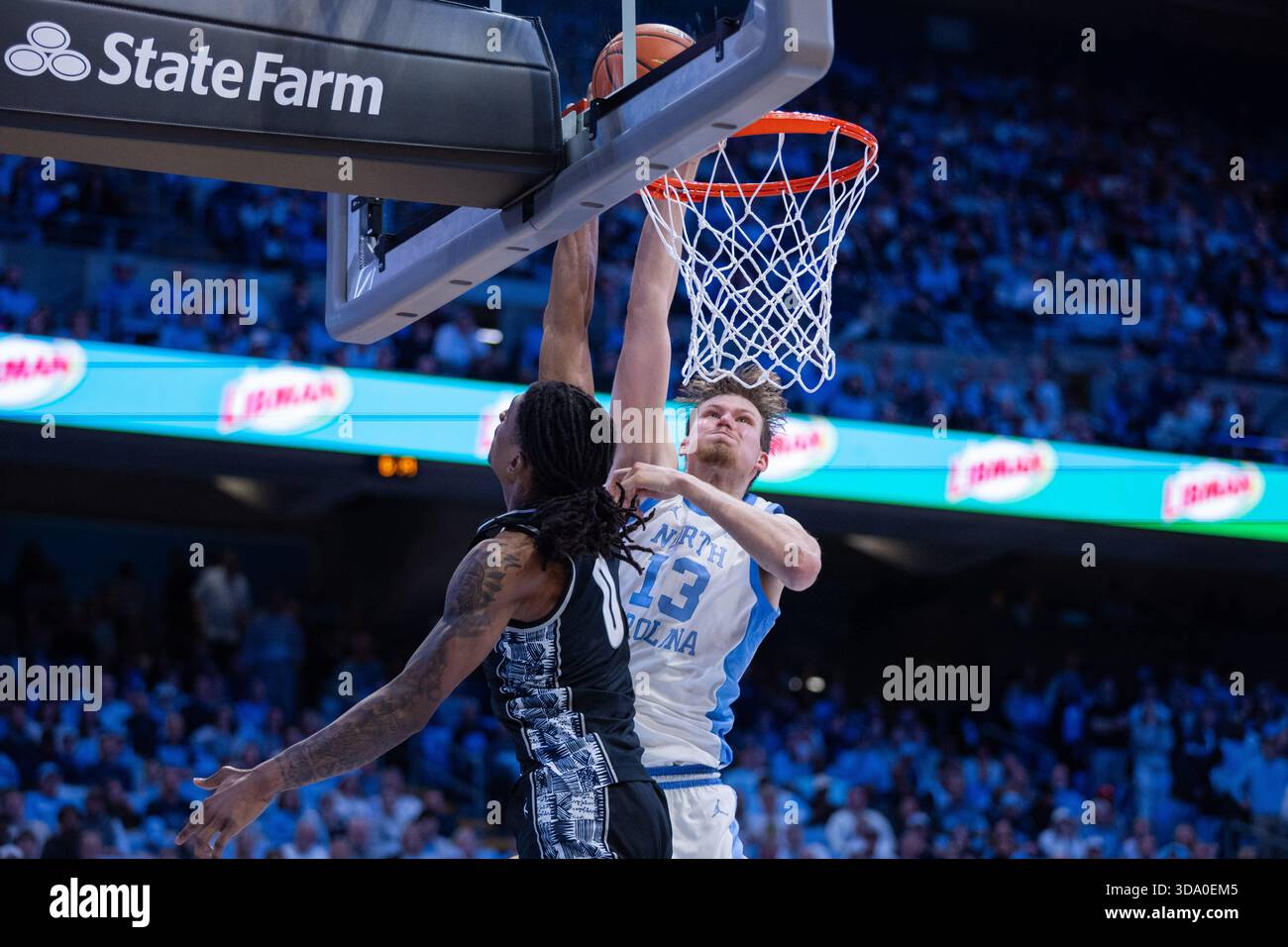 December 7, 2025: Georgetown Hoyas forward Jayden Fort (0) blocks the ...