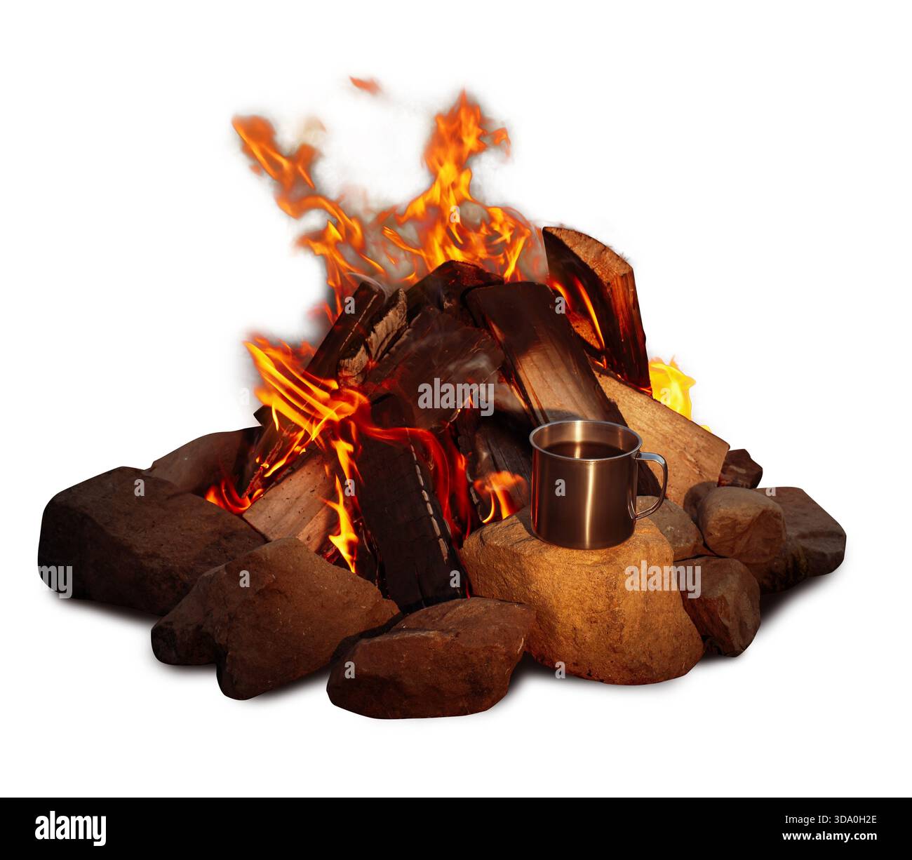 Fire burning night campfire on Cut Out Stock Images & Pictures - Alamy