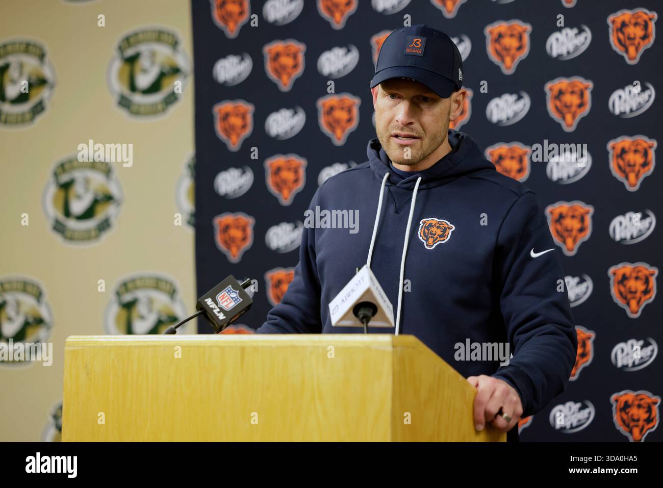 Chicago Bears head coach Ben Johnson speaks during a news conference ...