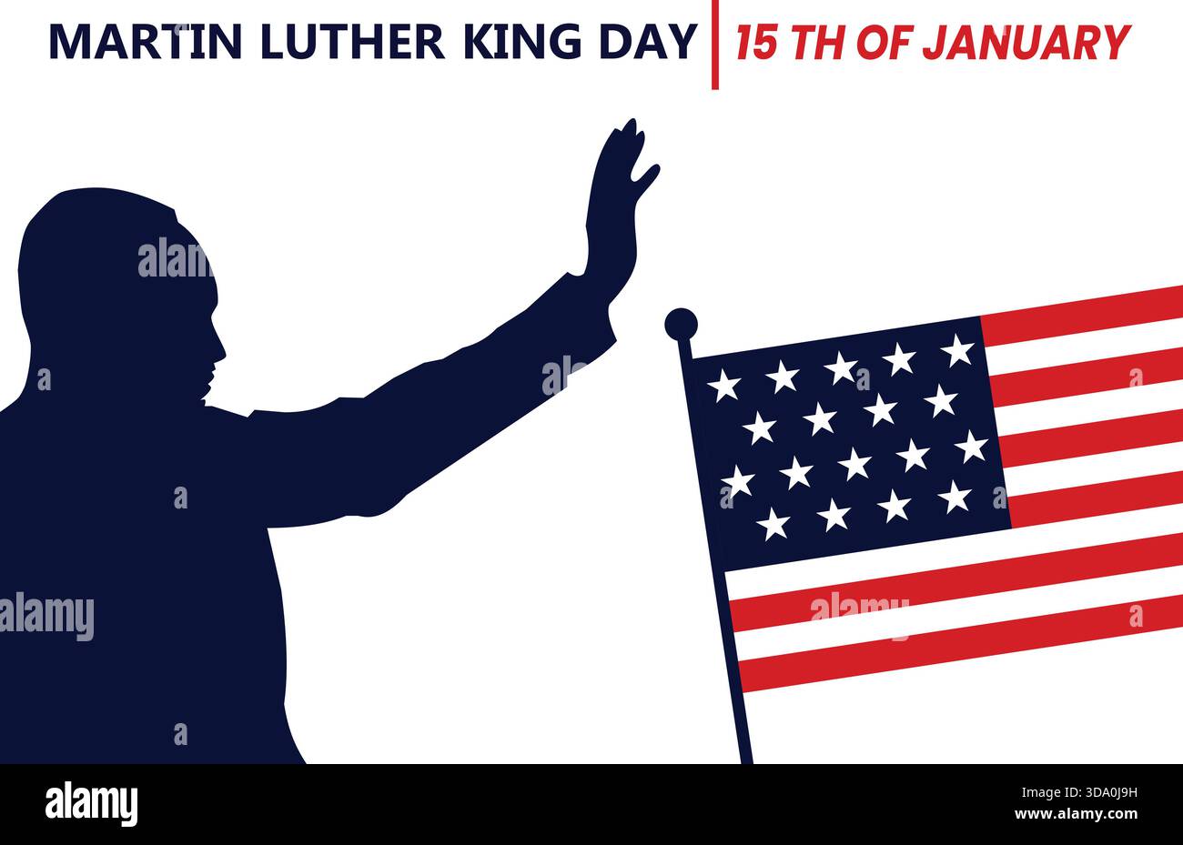 A bold Martin Luther King Day background with waving flags and strong ...