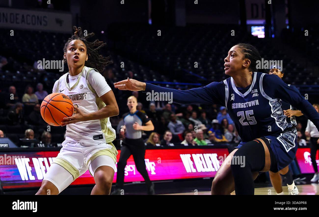 December 7, 2025: Wake Forest Guard Caitlyn Jones (5) drives to basket ...
