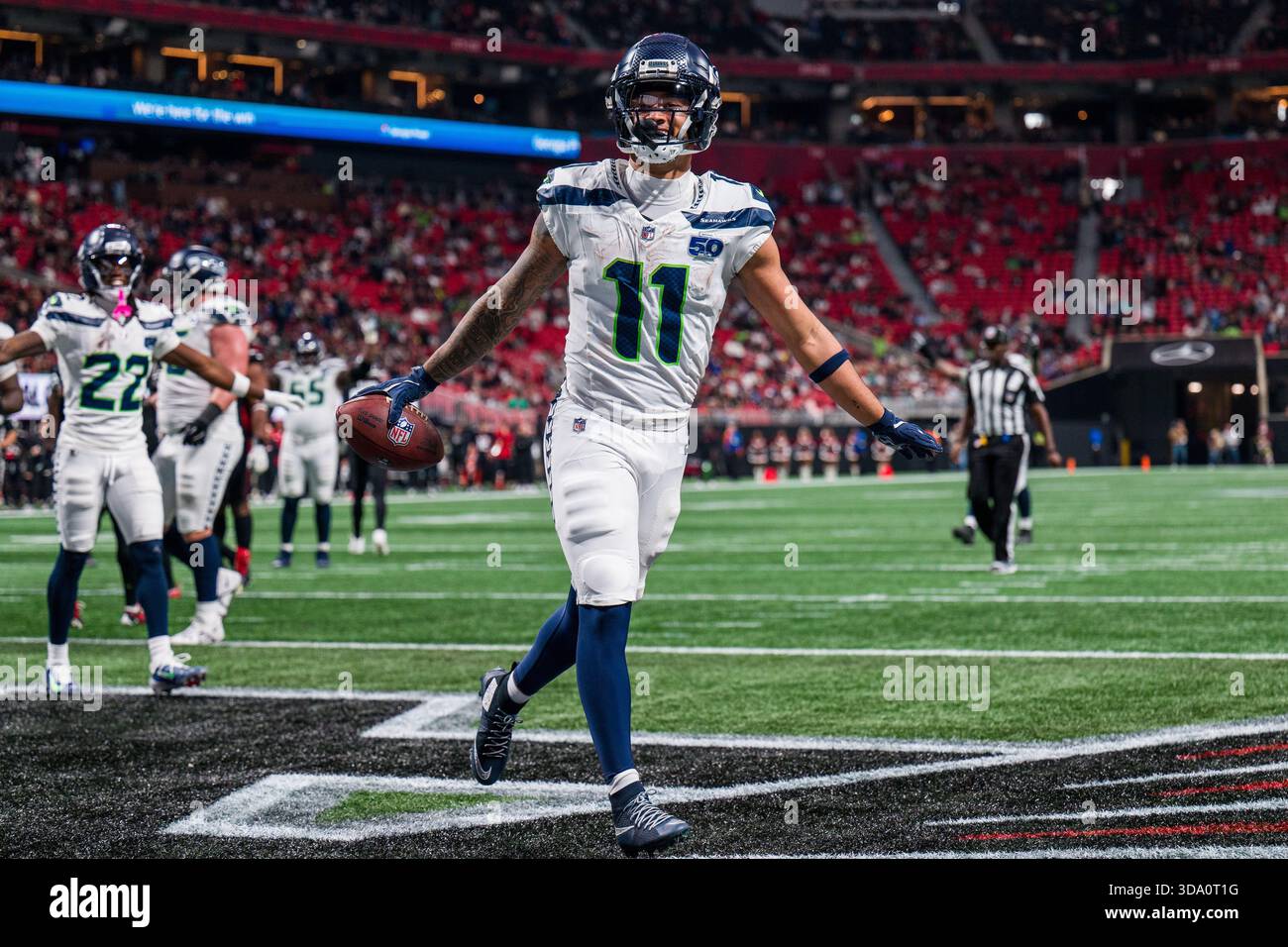 Seattle Seahawks wide receiver Jaxon Smith-Njigba (11) celebrates a ...