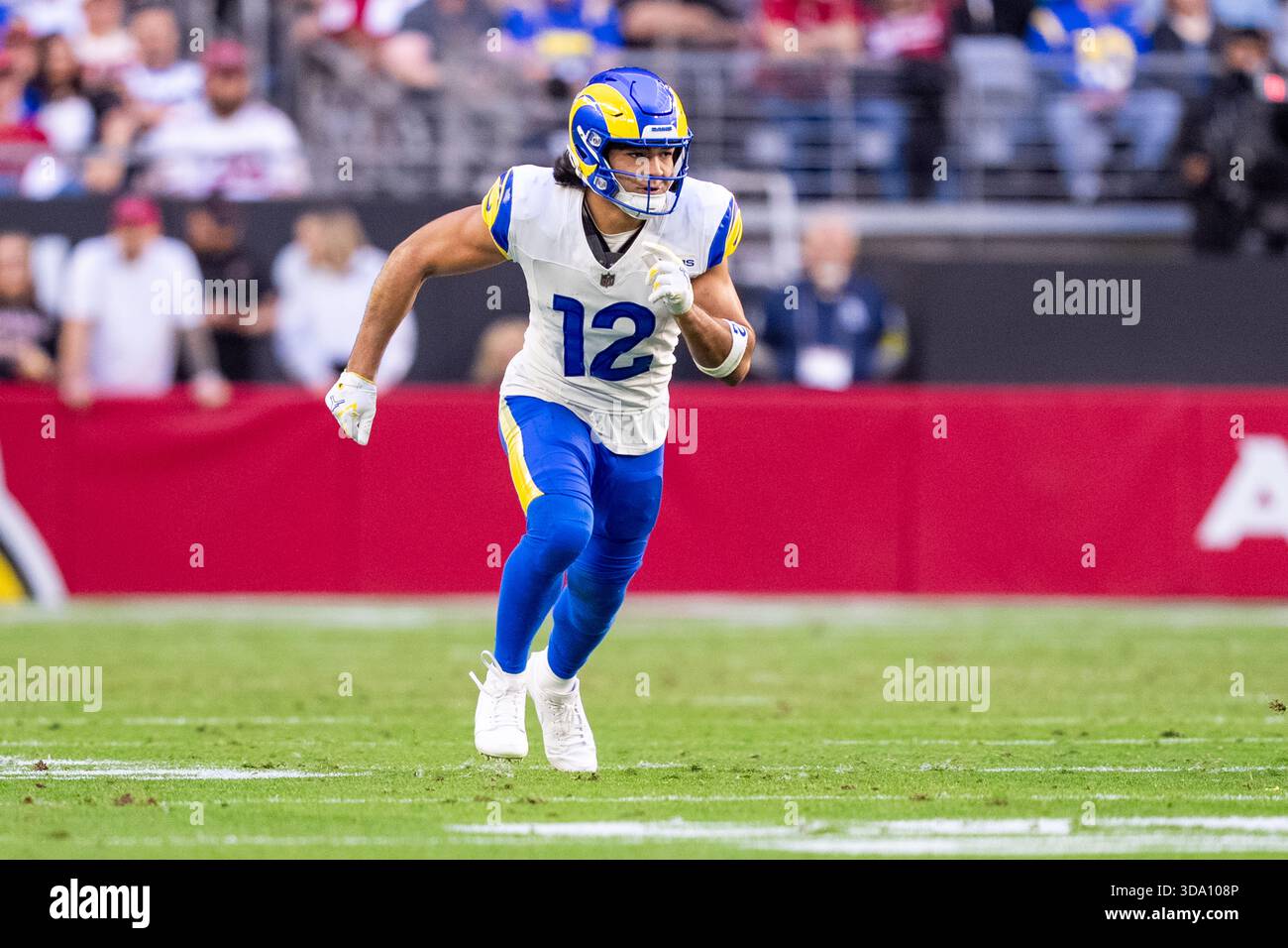 Los Angeles Rams wide receiver Puka Nacua (12) runs during an NFL ...