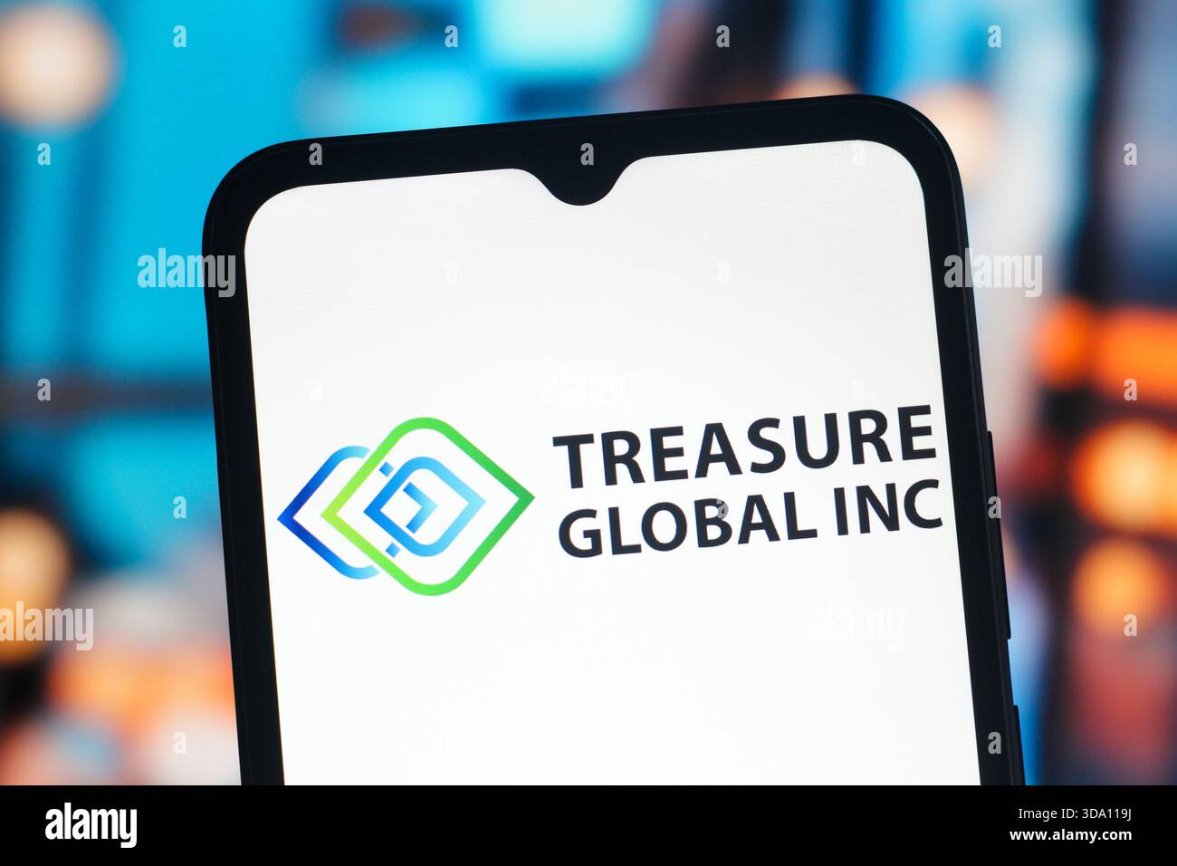 In this photo illustration, the Treasure Global logo is seen displayed ...