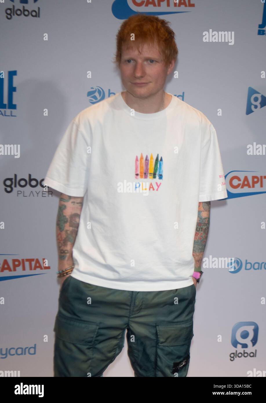 Ed Sheeran attendsthe Capital's Jingle Bell Ball at The O2 Arena on ...