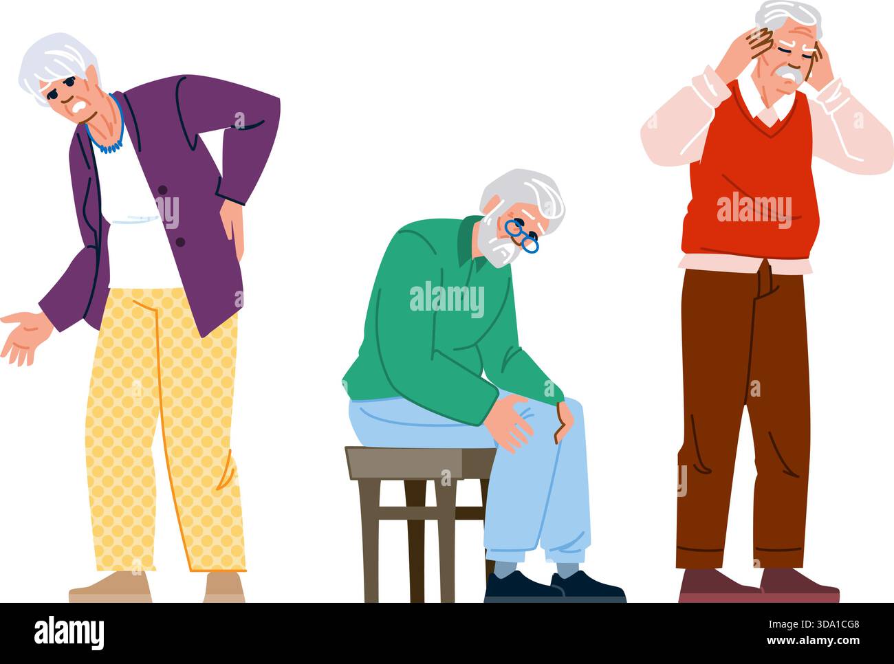 Senior people enduring various types of body pain Stock Vector Image ...