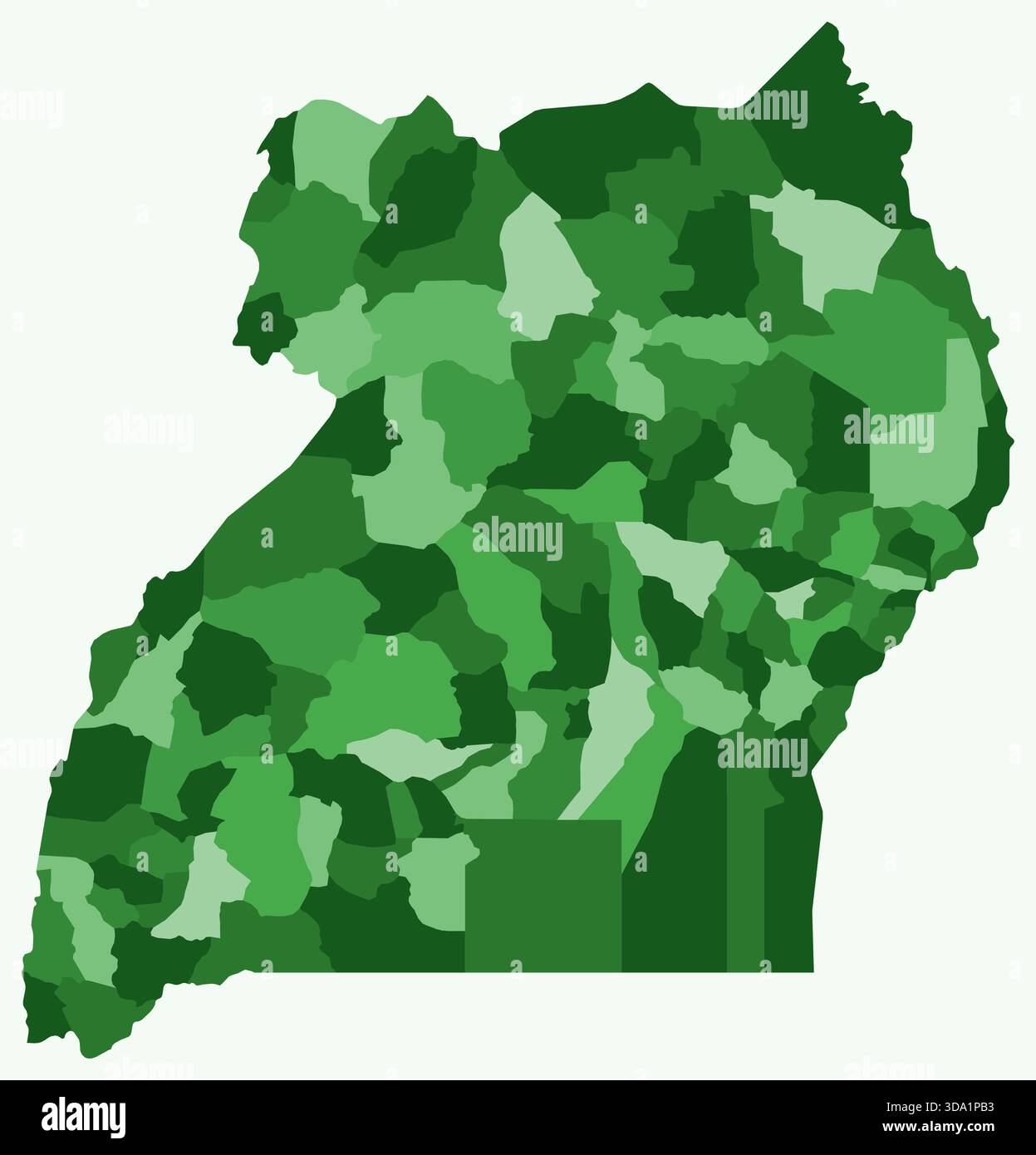 Map of Uganda with regions. Just a simple country border map with ...