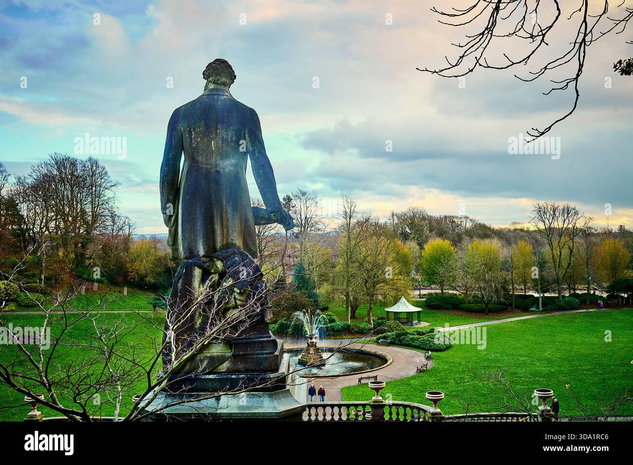 Statue of Edward Geoffrey Stanley 14th Earl of Derby looking down on ...