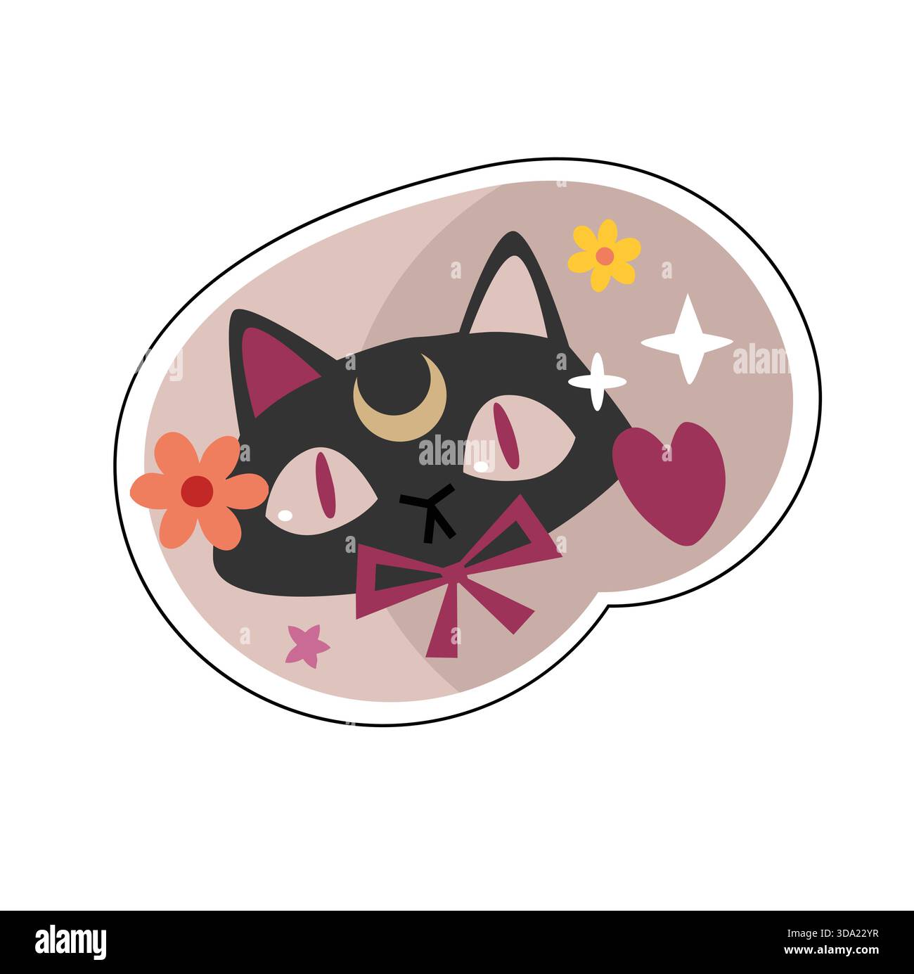Mystical cat moon stars Stock Vector Images - Alamy