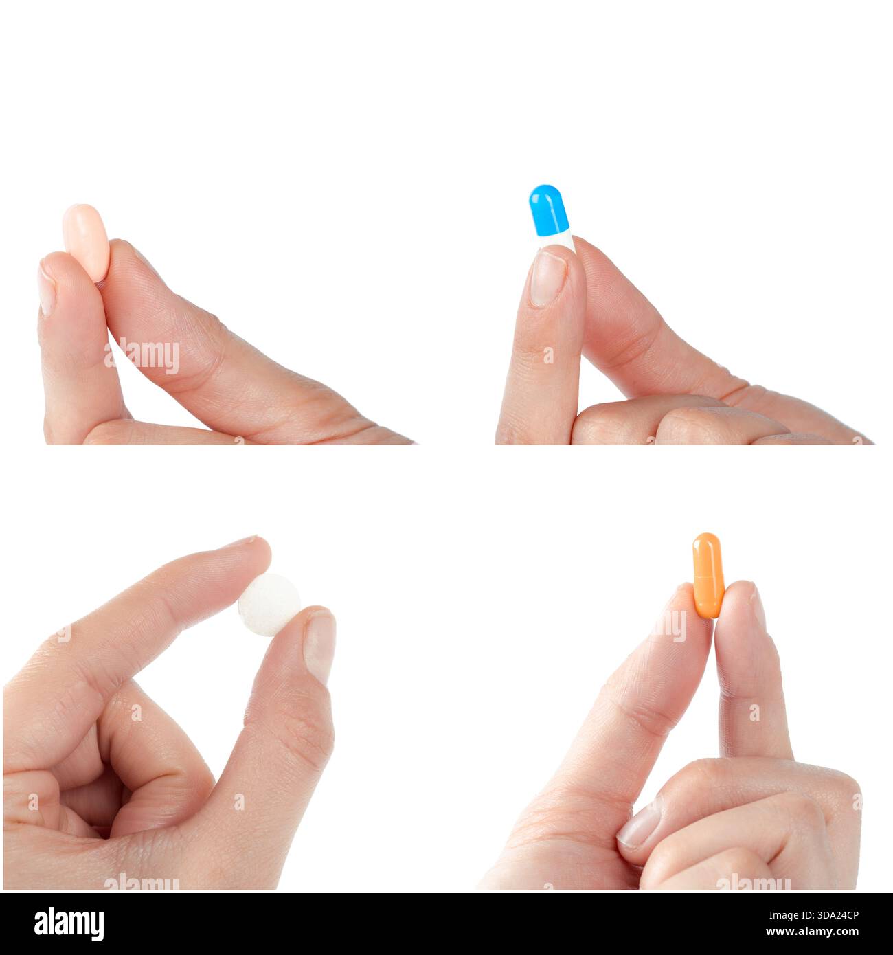 Sorting different colors and types of capsules in hands for health and ...