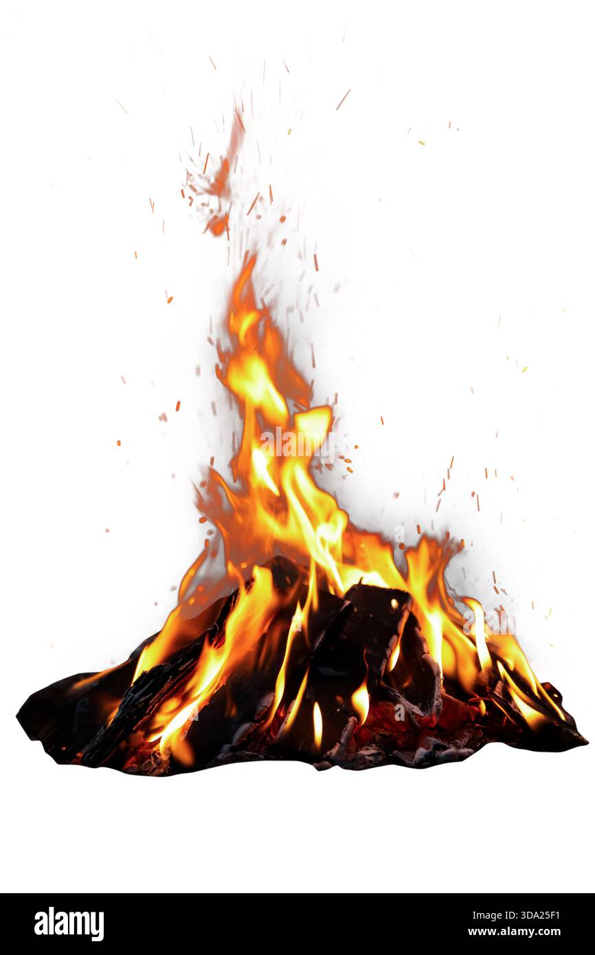 Campfire burning wood orange Cut Out Stock Images & Pictures - Alamy