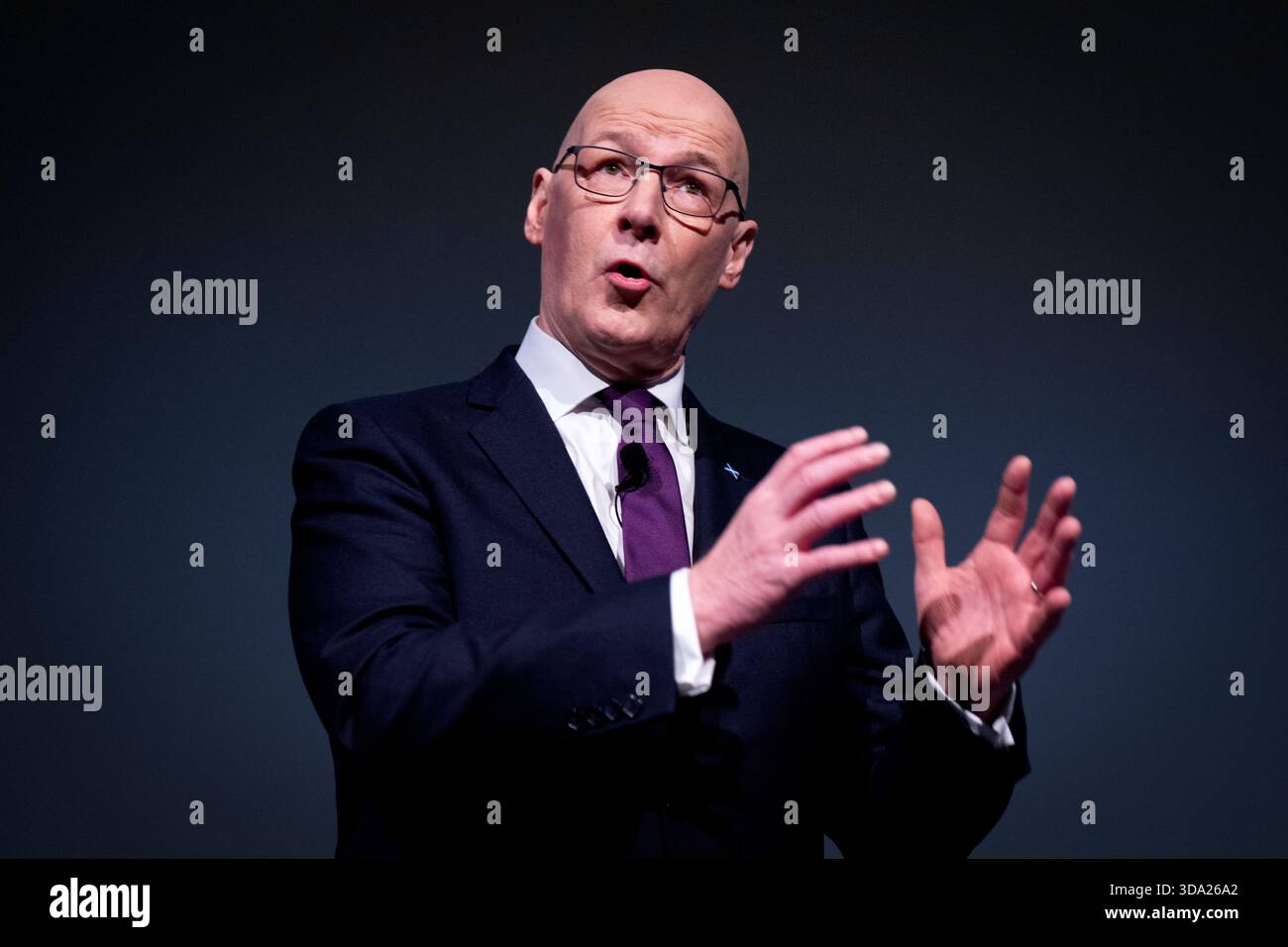 First Minister John Swinney speaking at a Scottish independence ...