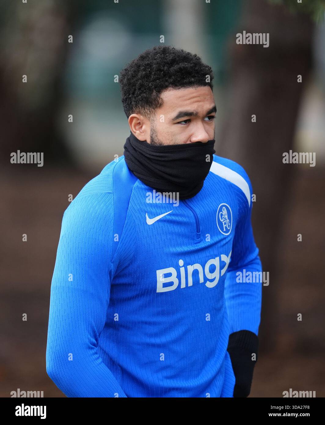 Chelsea's Reece James arrives before a training session at Cobham ...