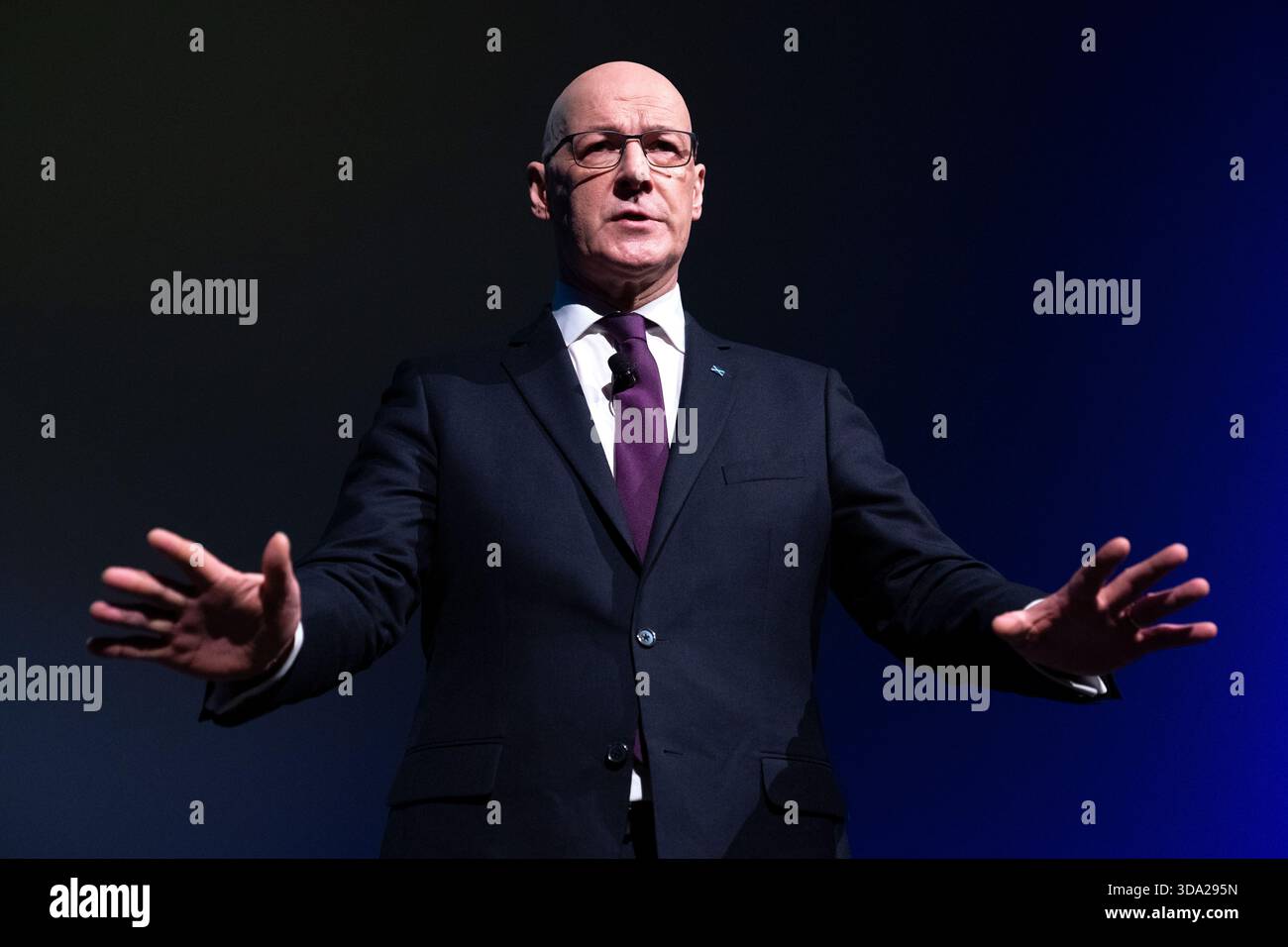 First Minister John Swinney speaking at a Scottish independence ...
