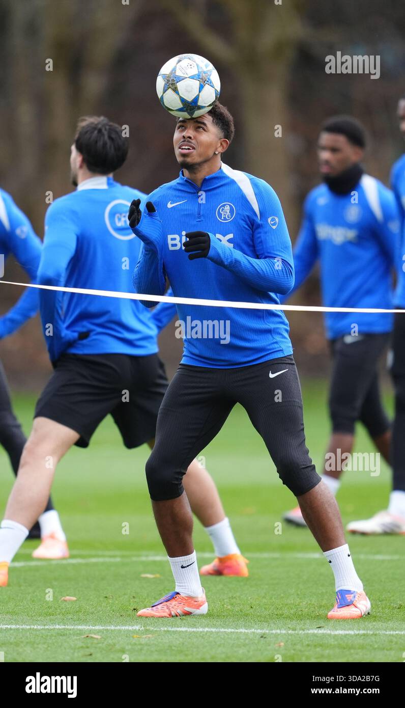 Chelsea's Wesley Fofana during a training session at Cobham Training ...