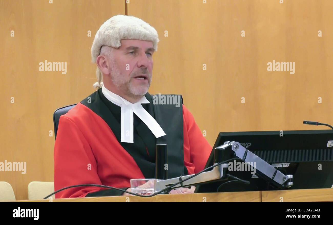 Screen grab taken from PA Video of Judge Andrew Menary KC sentencing ...