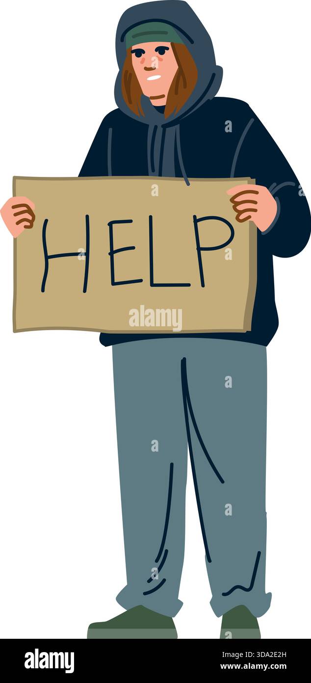 Person homeless cardboard sign Cut Out Stock Images & Pictures - Alamy