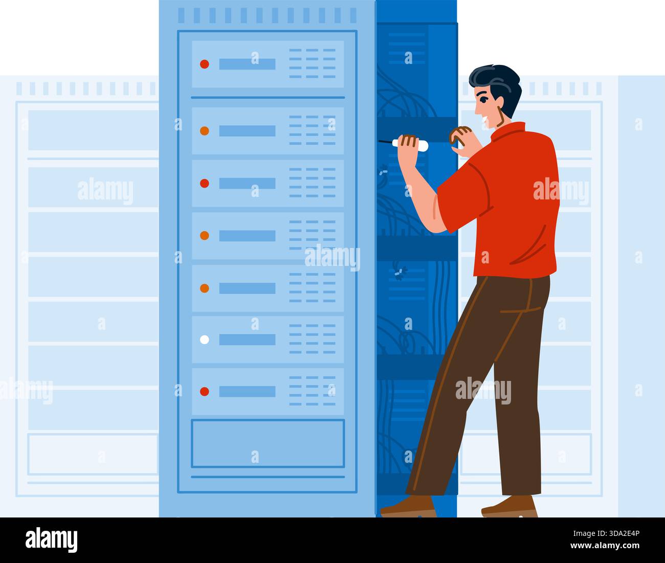 Server maintenance man working Cut Out Stock Images & Pictures - Alamy