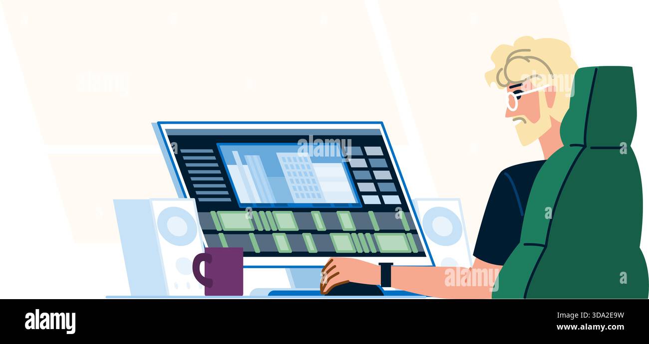 Digital video editor working Cut Out Stock Images & Pictures - Alamy