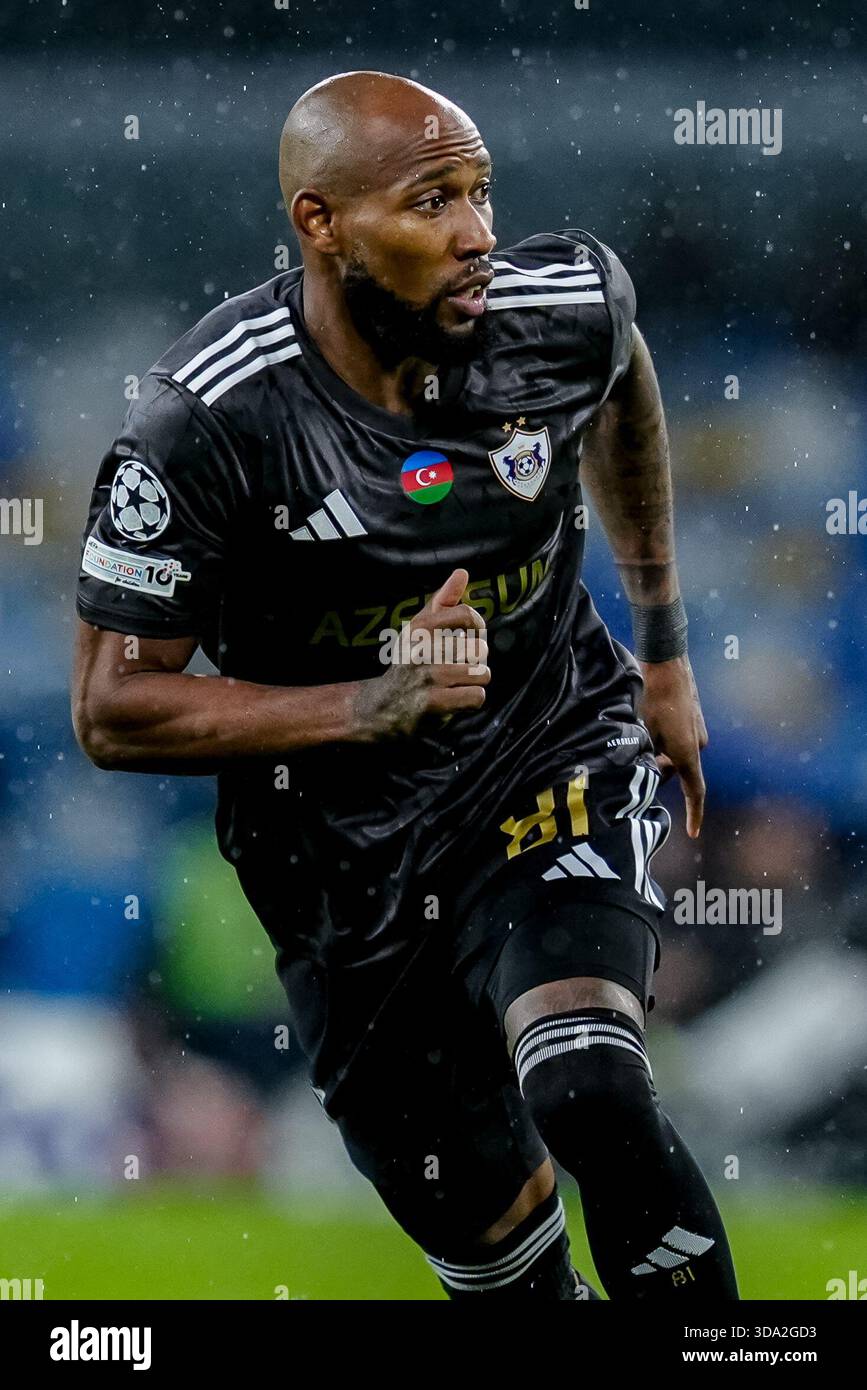 Kevin Medina of Qarabag FK looks on during the UEFA Champions League ...