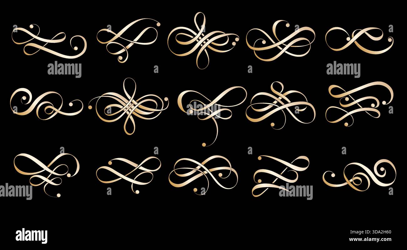 Set hand drawing calligraphic Stock Vector Images - Alamy
