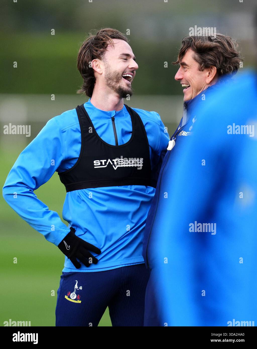 Tottenham Hotspur manager Thomas Frank hugs player James Maddison ...
