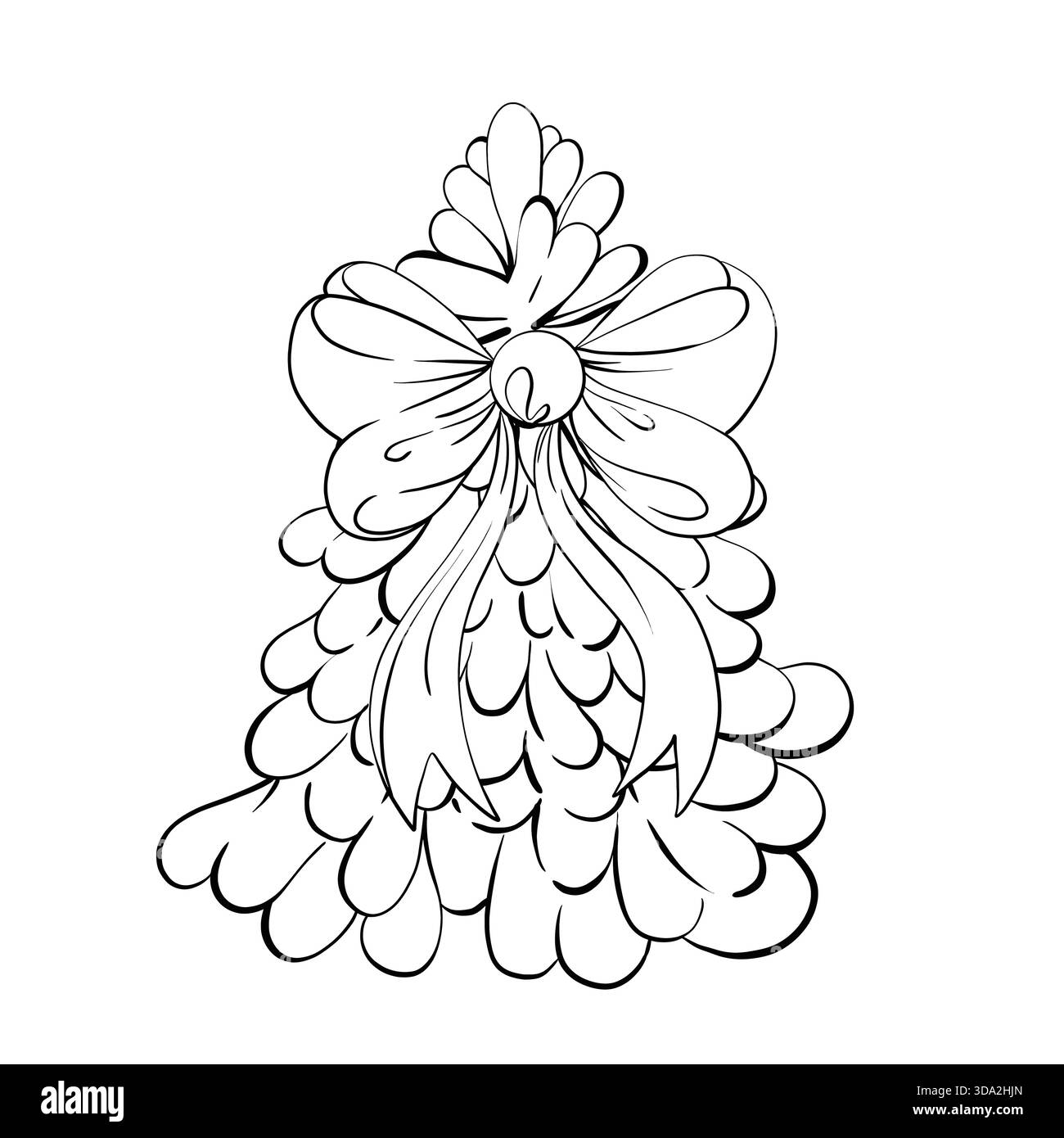 Christmas Tree Decoration Coloring Page With Bow Design for Kids Fun ...