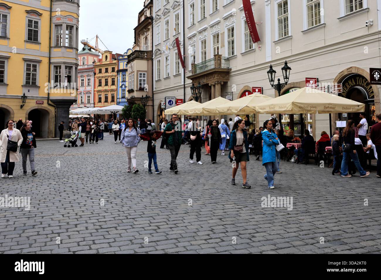 Architecture and attractions in the Small square, Male Nam, Prague city ...