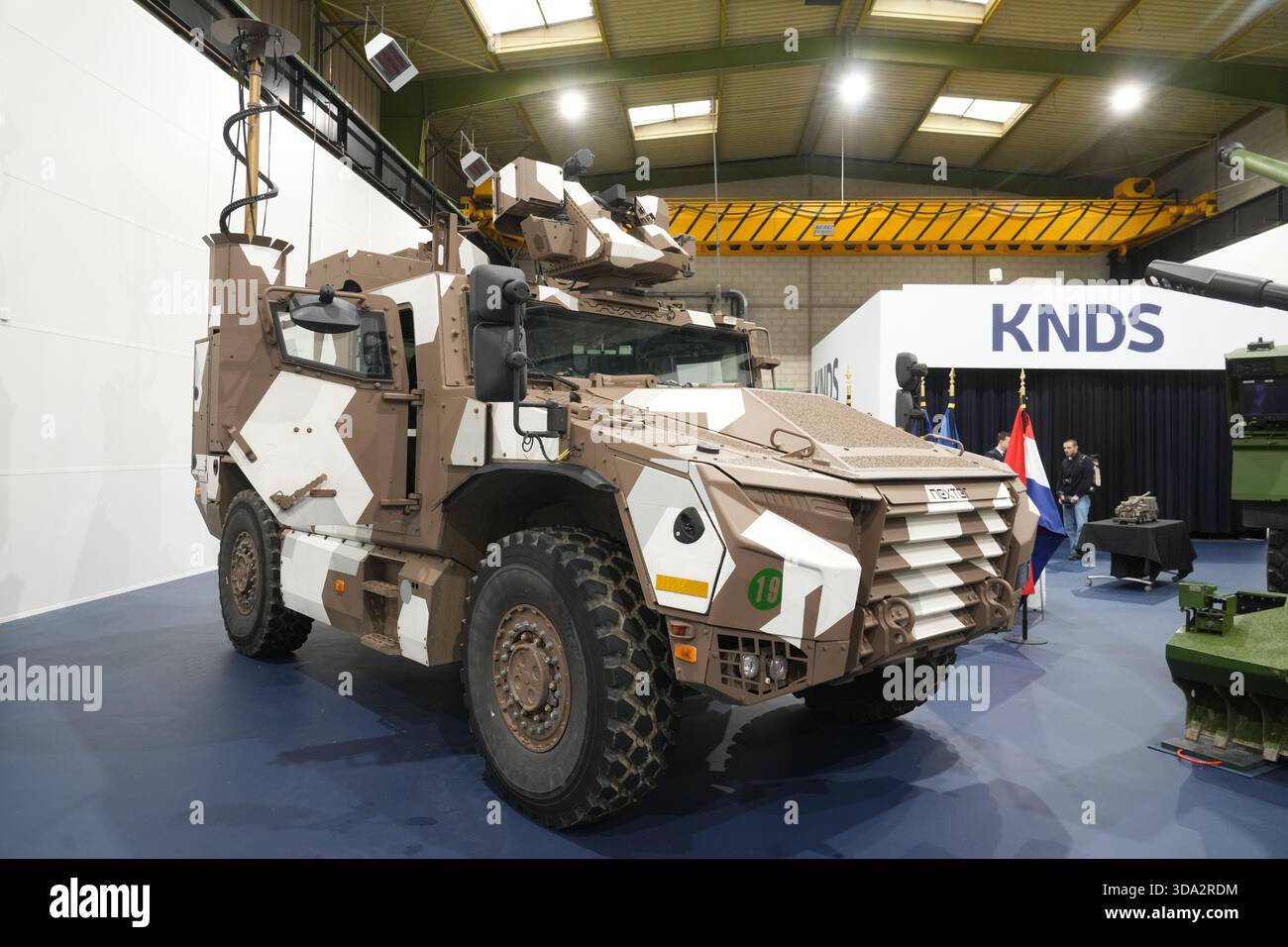 A Serval, an armoured vehicle is on display at the KNDS site, a leading ...