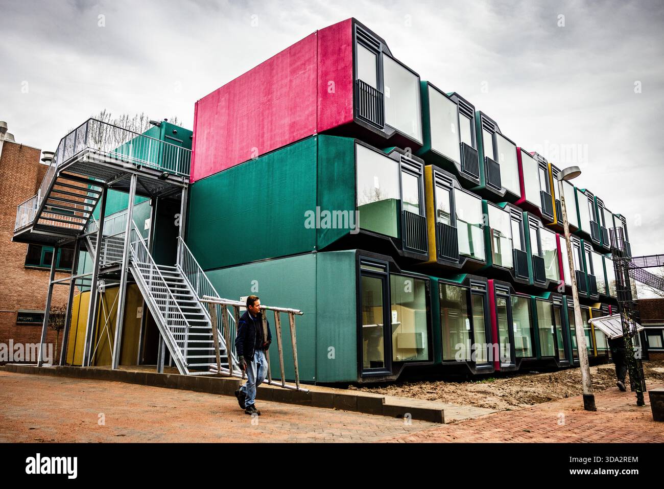ROTTERDAM - Exterior of the 144 temporary homes in IJsselmonde being ...