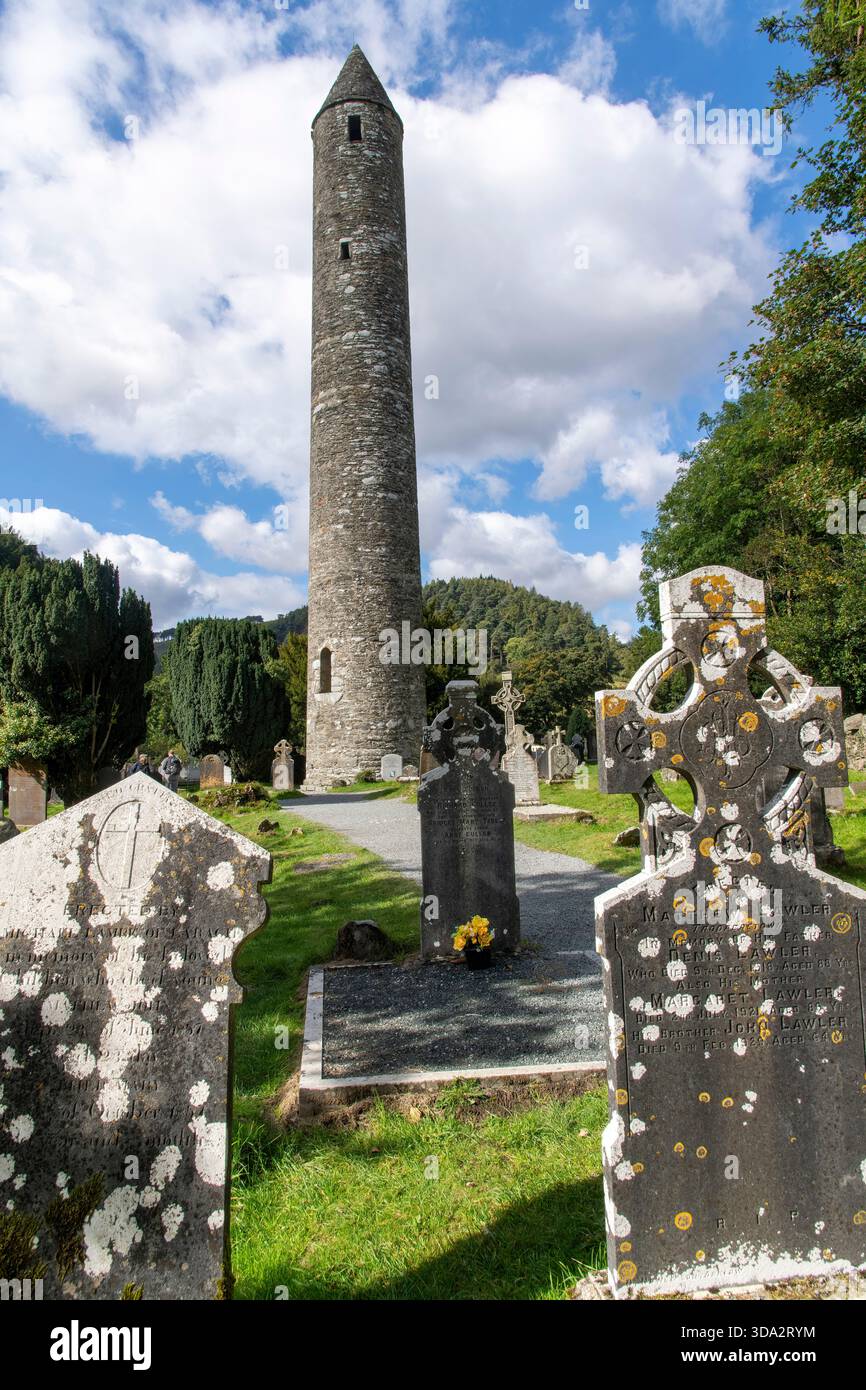 Glendalough, Ireland-September 25, 2025; Ruins of early medieval ...