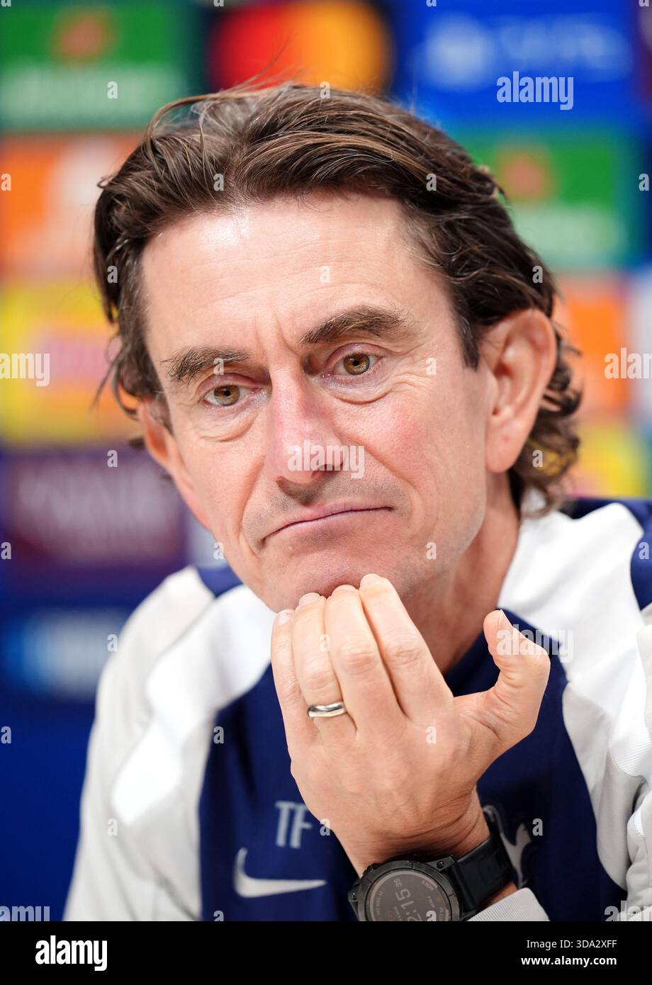 Tottenham Hotspur manager Thomas Frank during a press conference at the ...