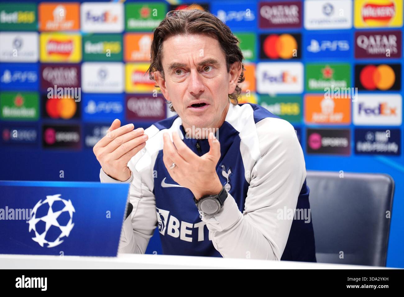 Tottenham Hotspur manager Thomas Frank during a press conference at the ...