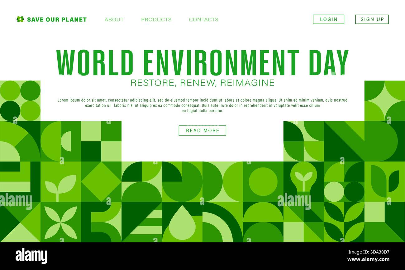 World environment day landing page with geometric patterns. Geometric ...