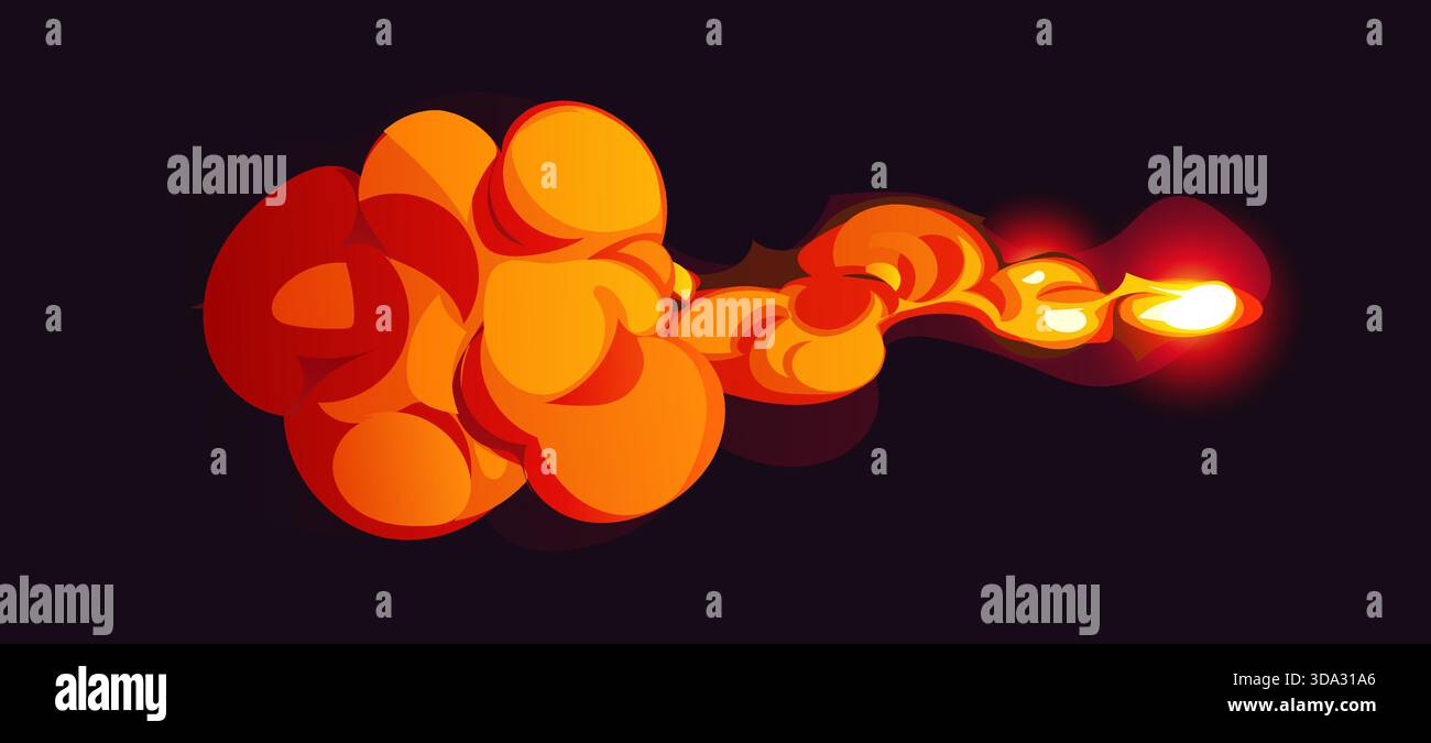 Magic smoke cartoon effect, orange cloud blast of energy light swirl ...