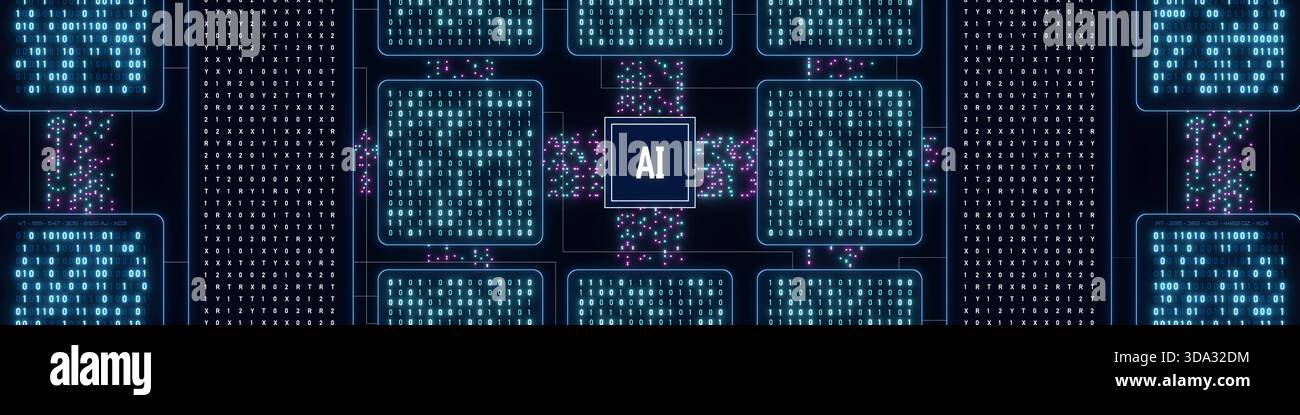 AI unit, artificial intelligence, deep learning, big data, binary code ...