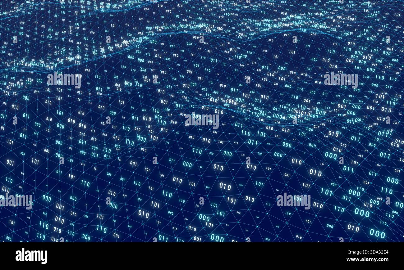 Binary code, big data, digital connection, plexus, technology. Binary ...