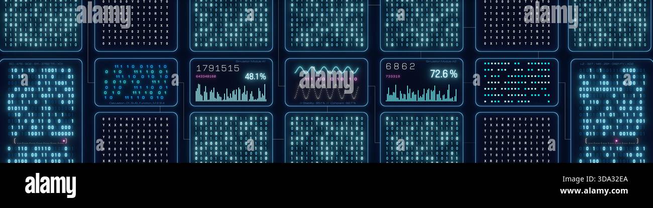 Data processing, bar graph, deep learning, big data, binary code. Data ...