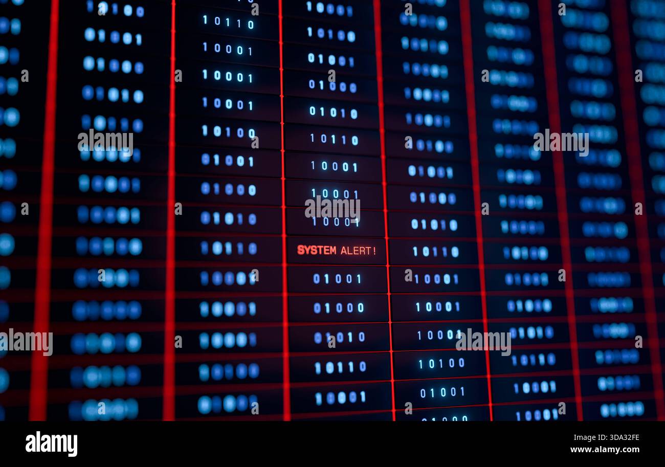 System alert, warning sign, datacenter, data processing, system failure ...