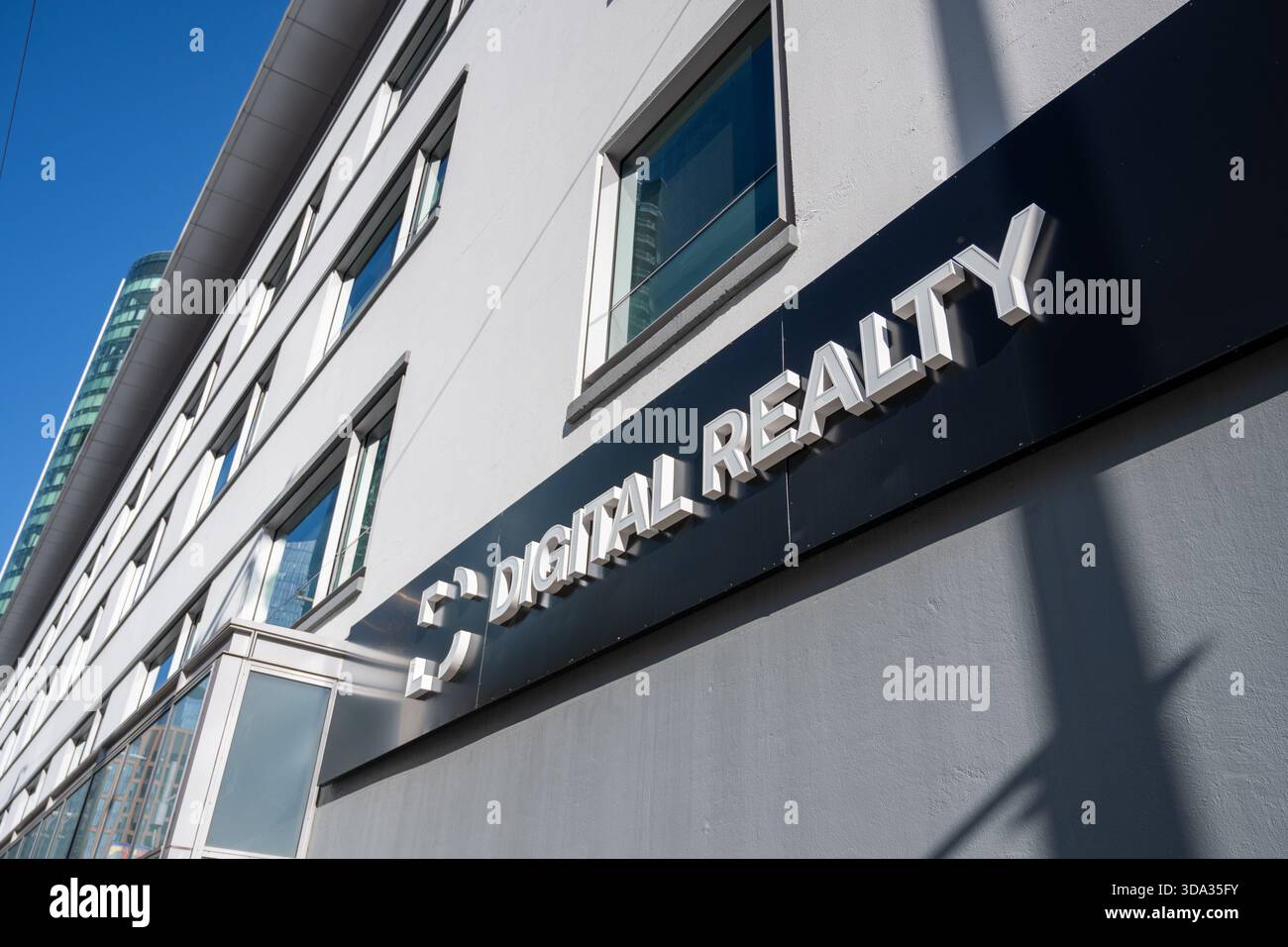 Digital Realty data center exterior with company logo on sunny day, San ...