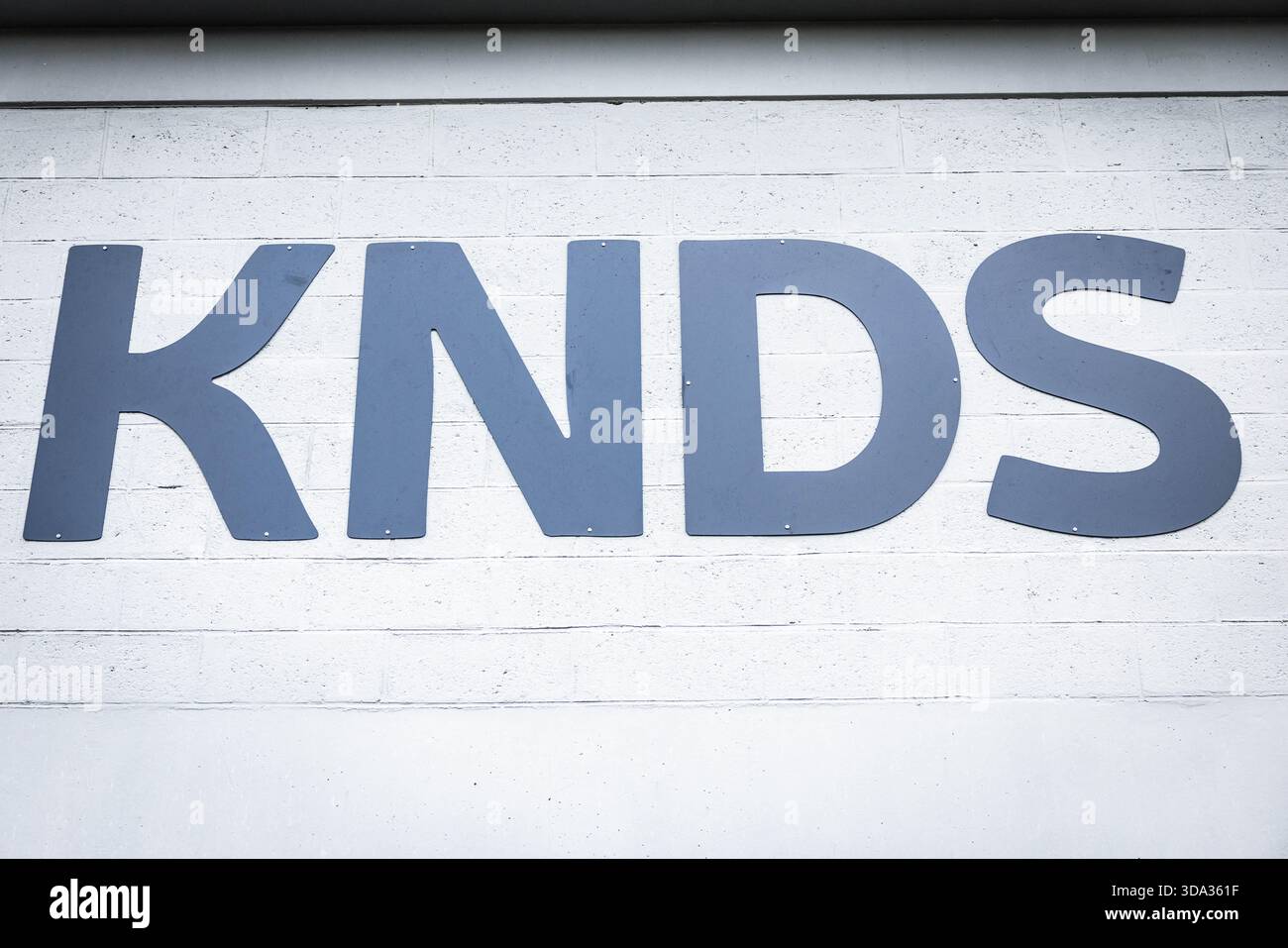 This photo is an illustration showing the KNDS logo at the French ...