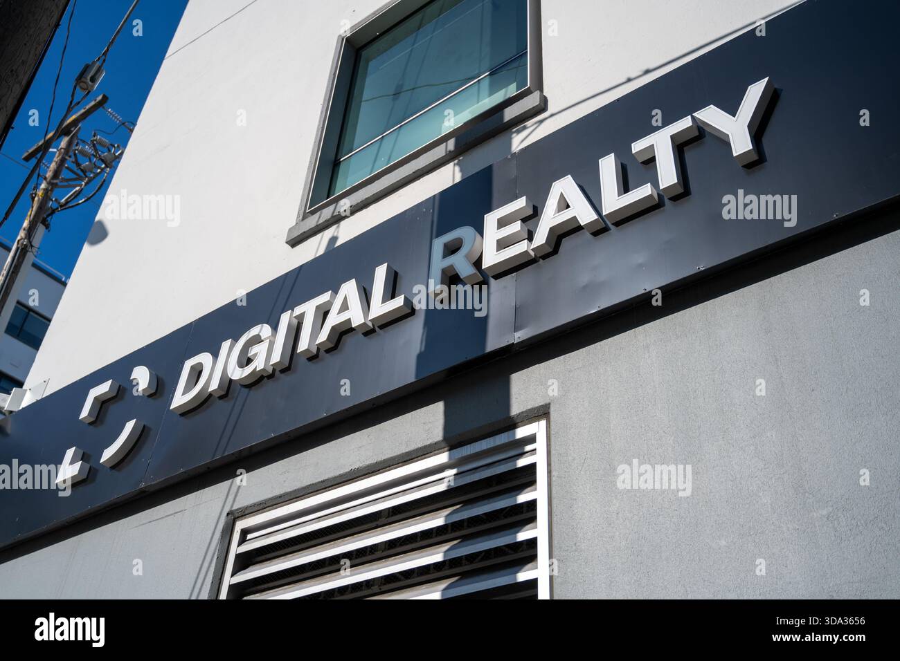 Digital Realty logo and exterior signage on modern data center building ...